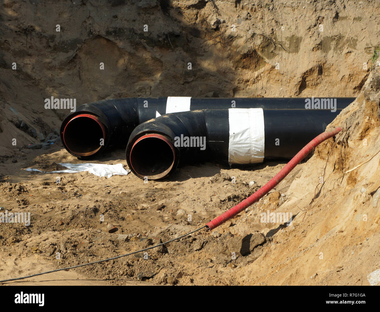 Construction energy infrastructure trench laying hi-res stock ...