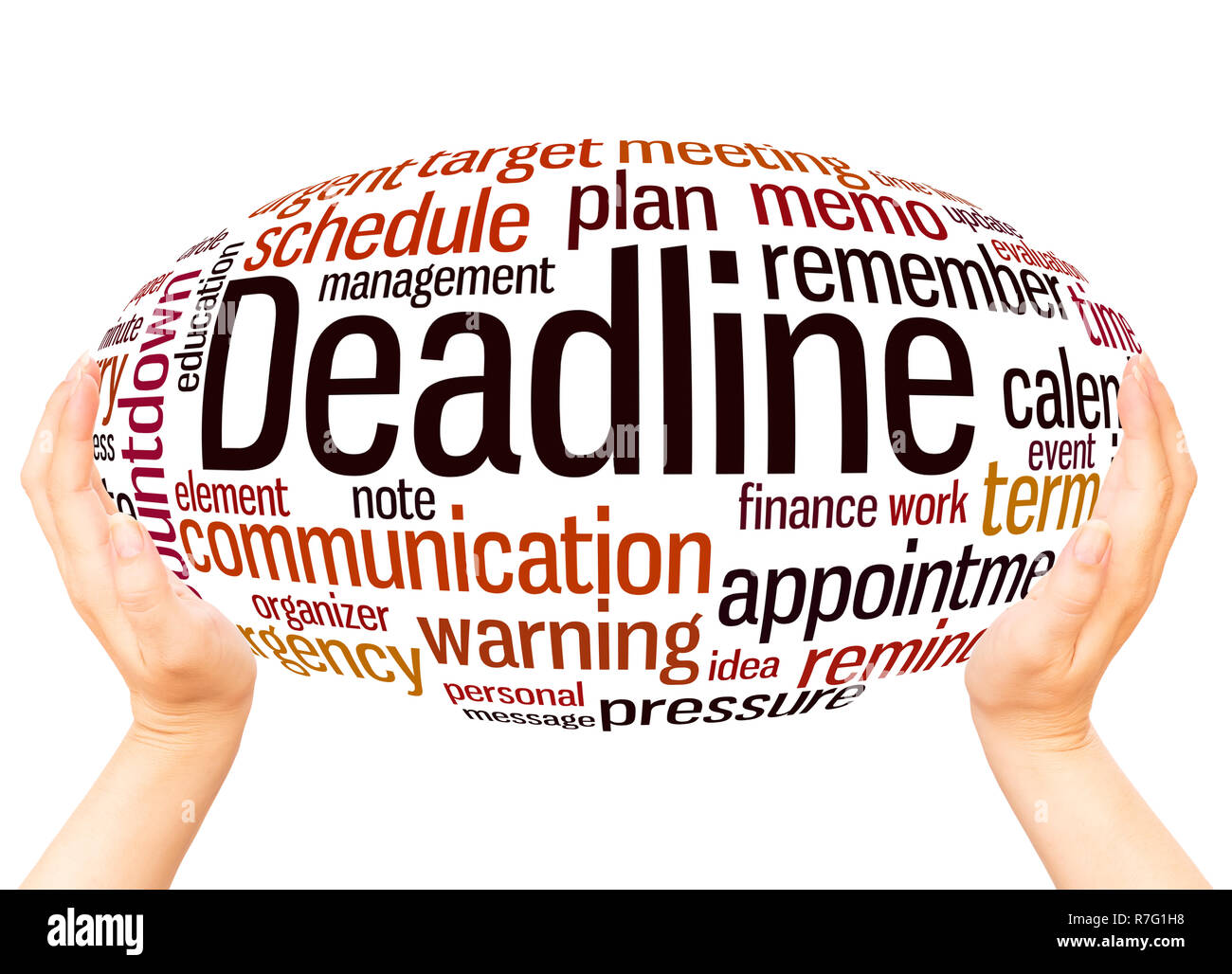 Deadline word cloud hand sphere concept on white background Stock Photo ...