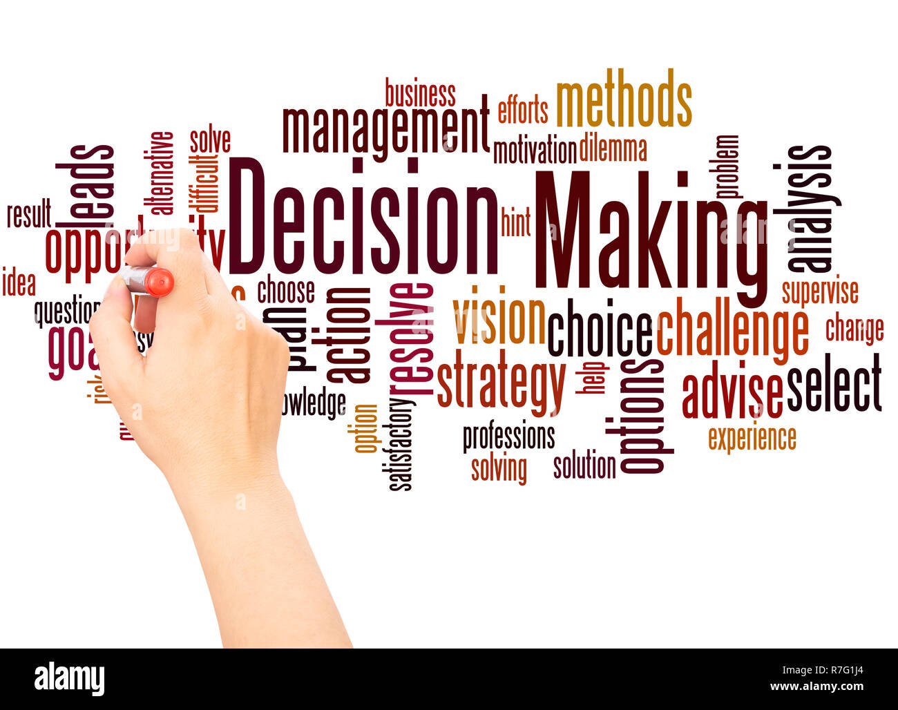 Decision Making word cloud hand writing concept on white background ...