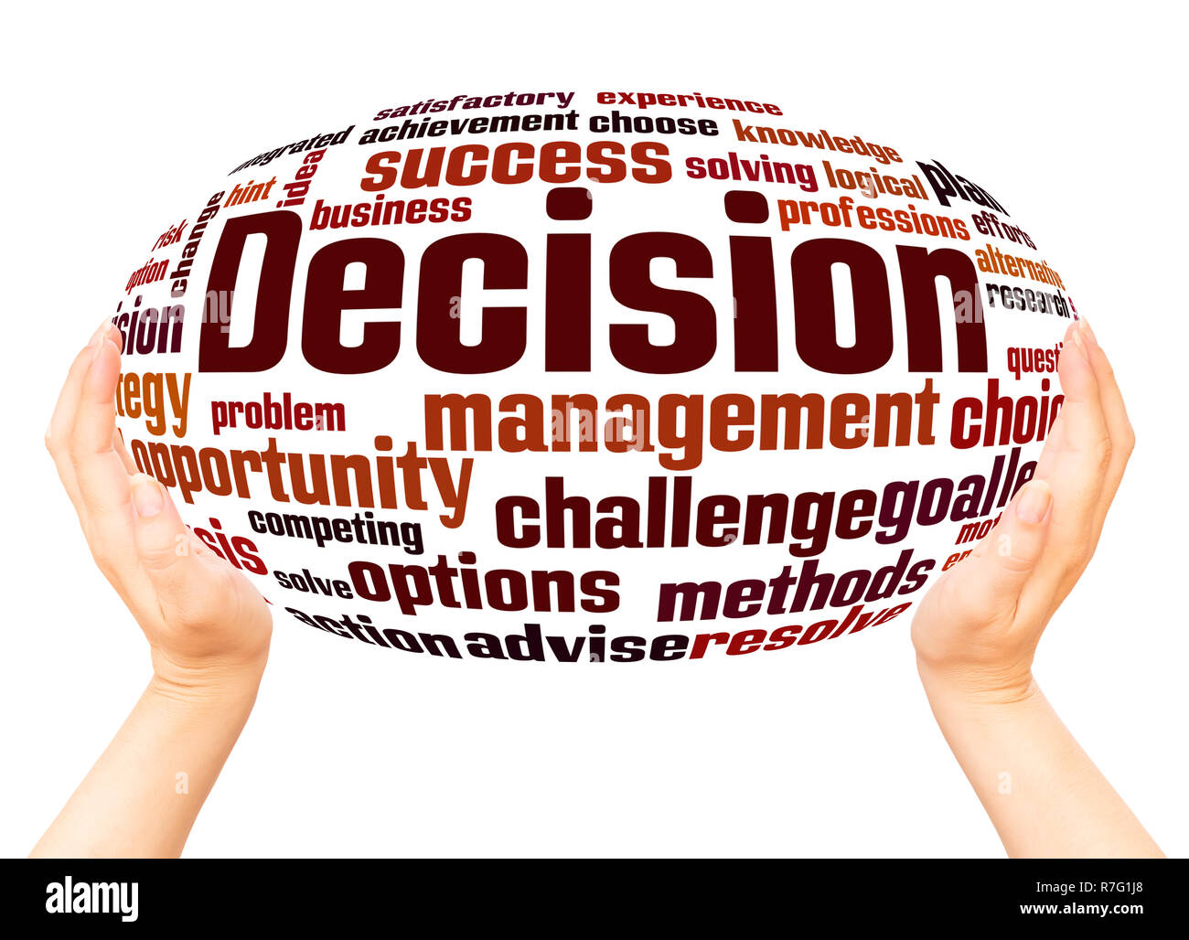 Decision, word cloud hand sphere concept on white background Stock ...