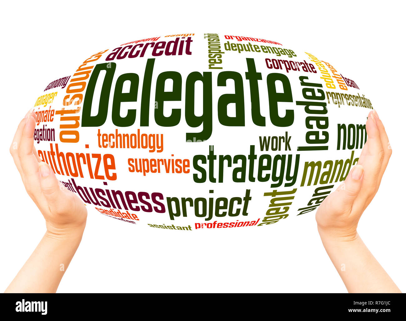 Delegate word cloud hand sphere concept on white background Stock Photo ...