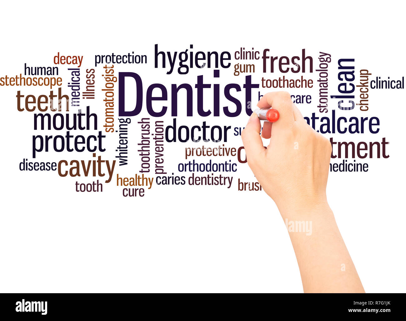 Dentist word cloud hand writing concept on white background Stock Photo ...