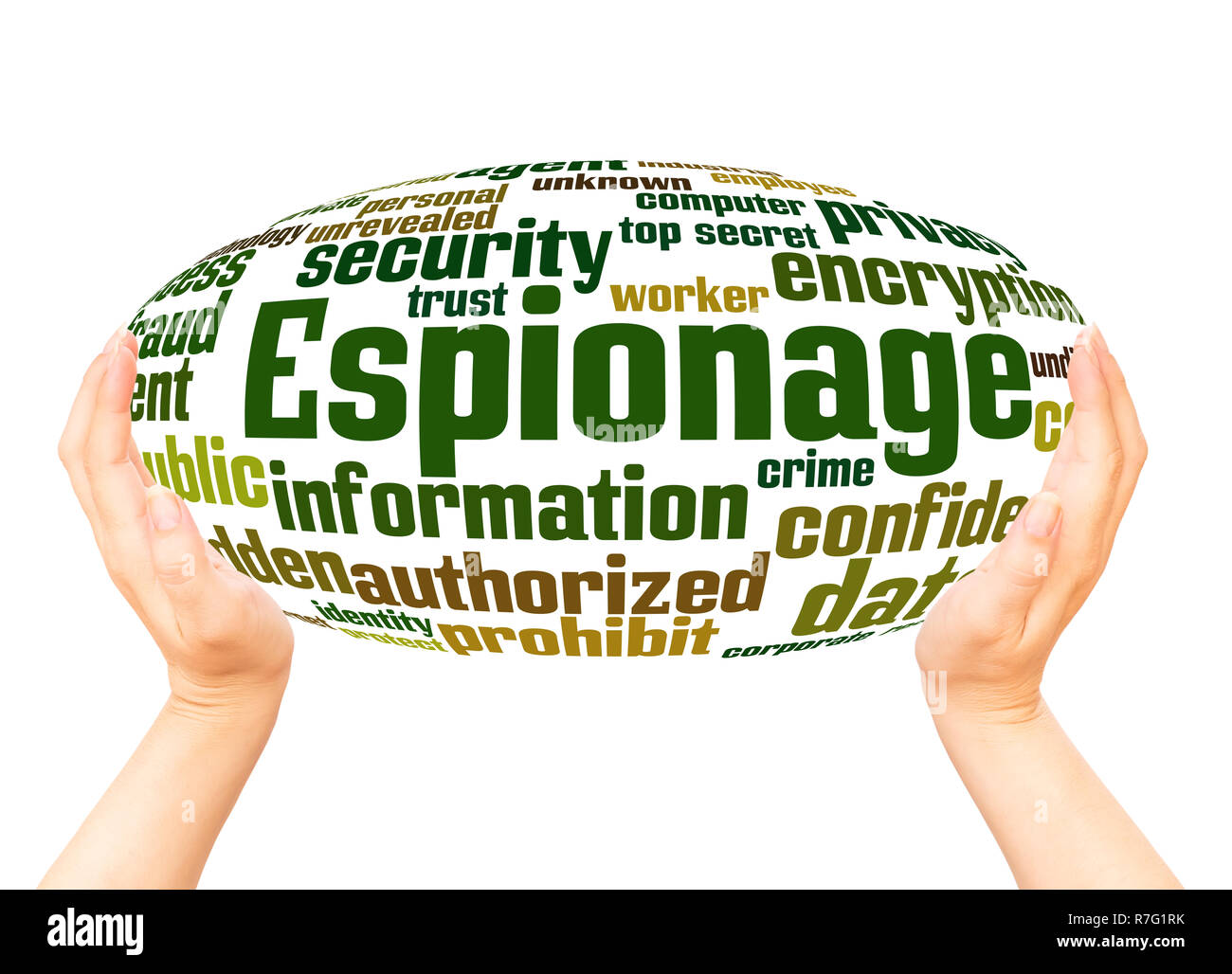 Espionage word cloud hand sphere concept on white background Stock ...