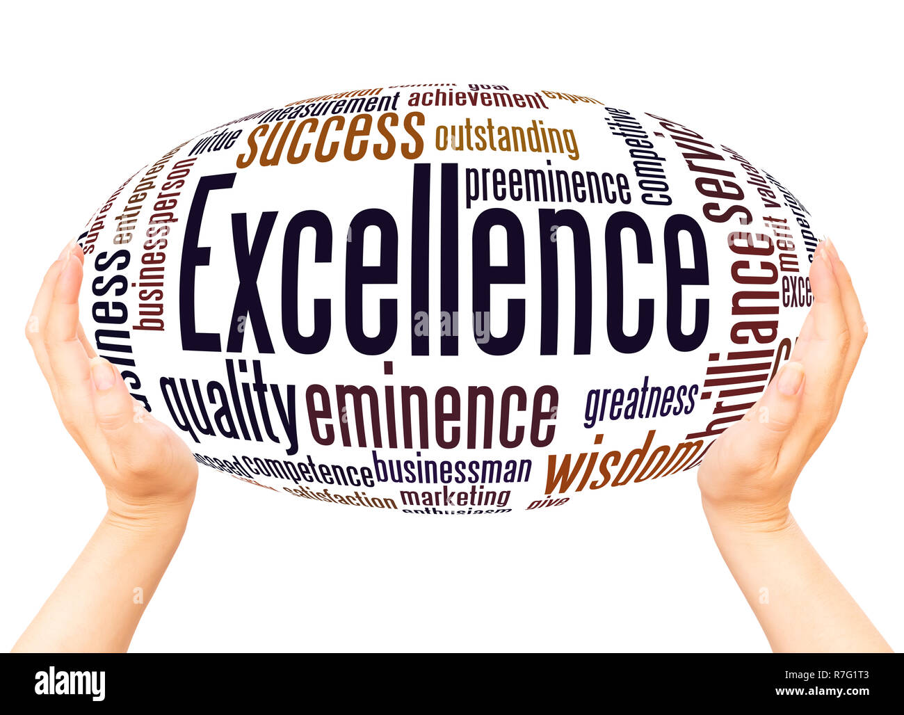 Excellence word cloud hand sphere concept on white background Stock ...