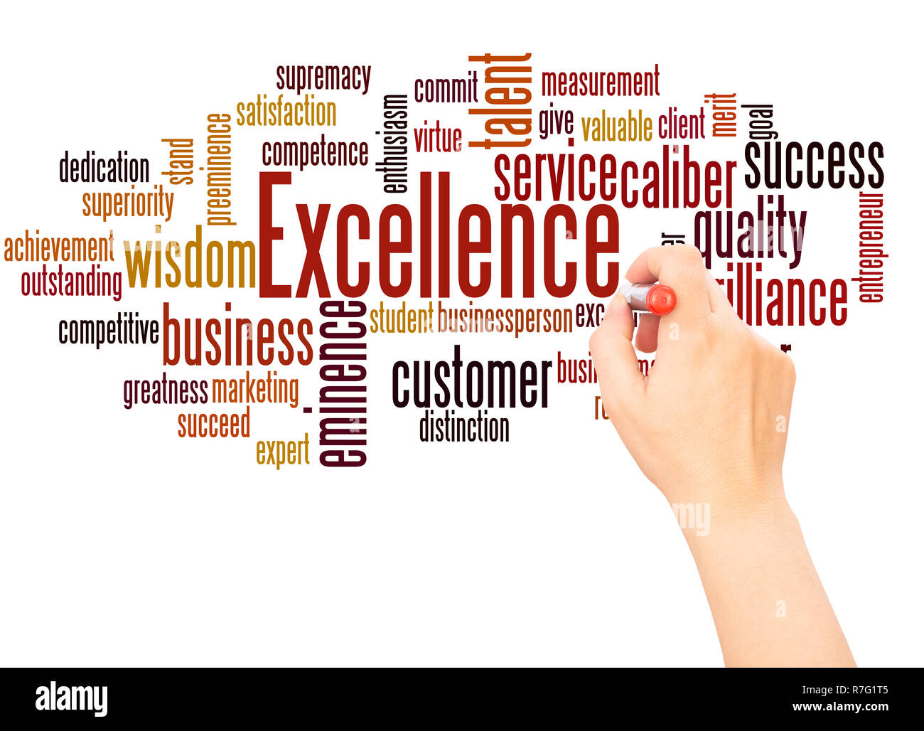Excellence word cloud hand writing concept on white background Stock ...