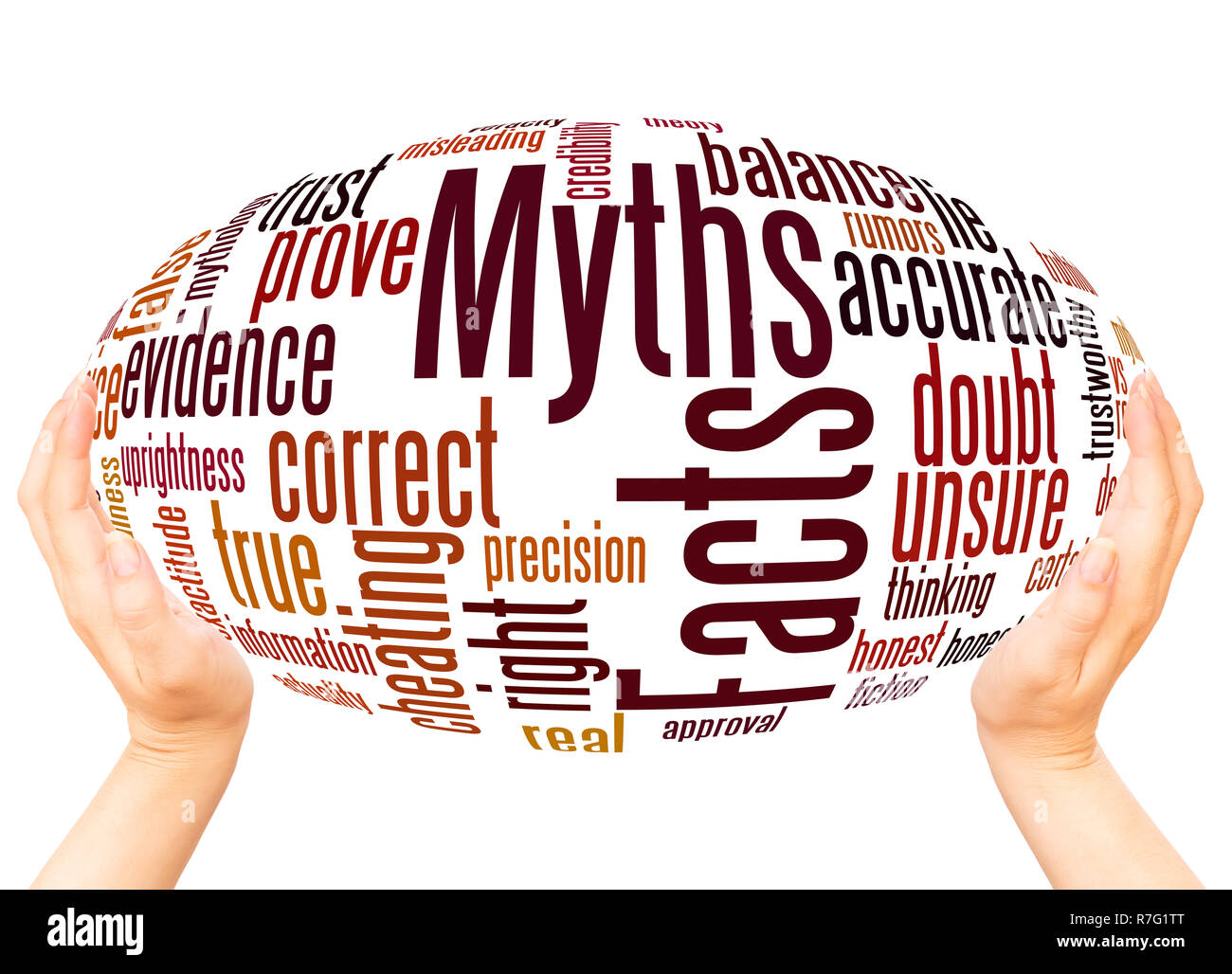 Facts - Myths word cloud hand sphere concept on white background Stock ...