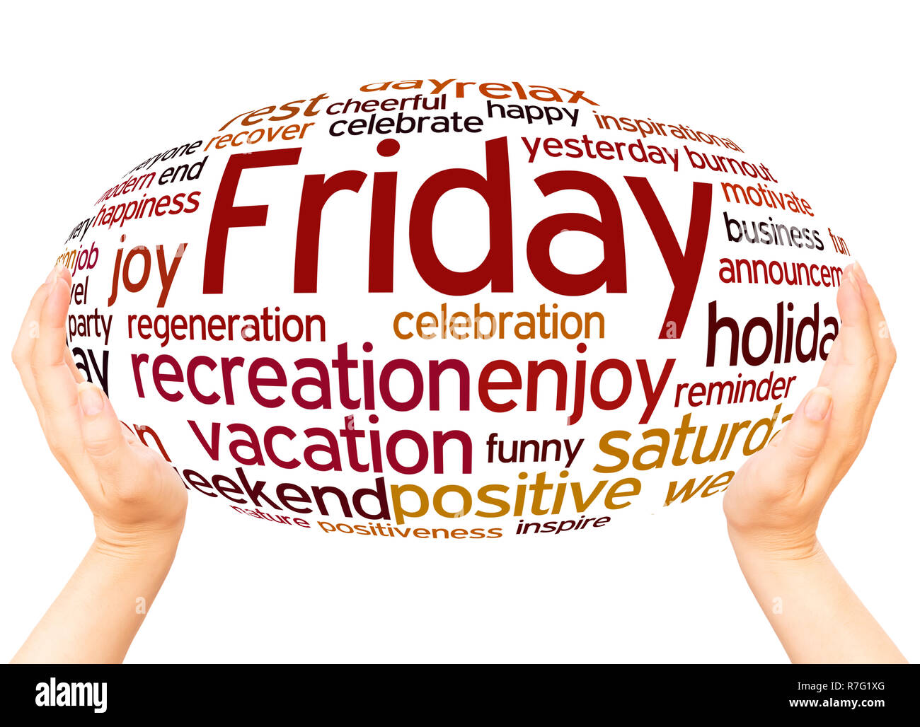 Friday word cloud hand sphere concept on white background Stock Photo ...