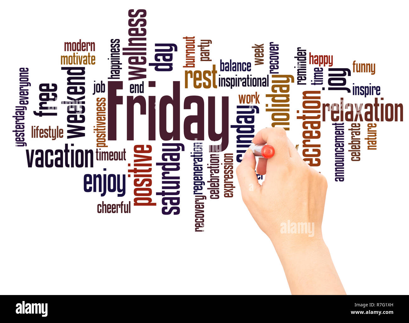 Friday word cloud hand writing concept on white background Stock Photo ...