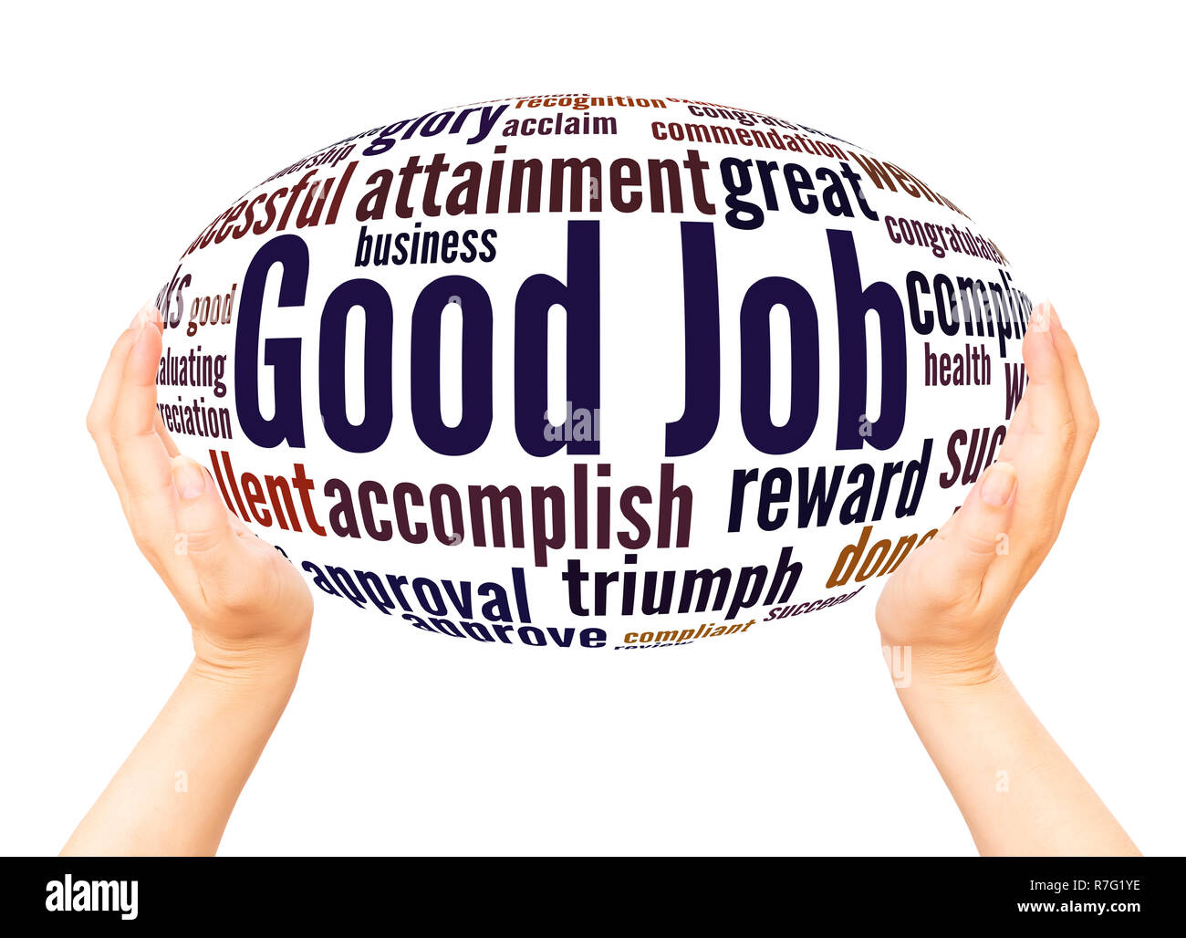 Good Job word cloud hand sphere concept on white background Stock Photo ...