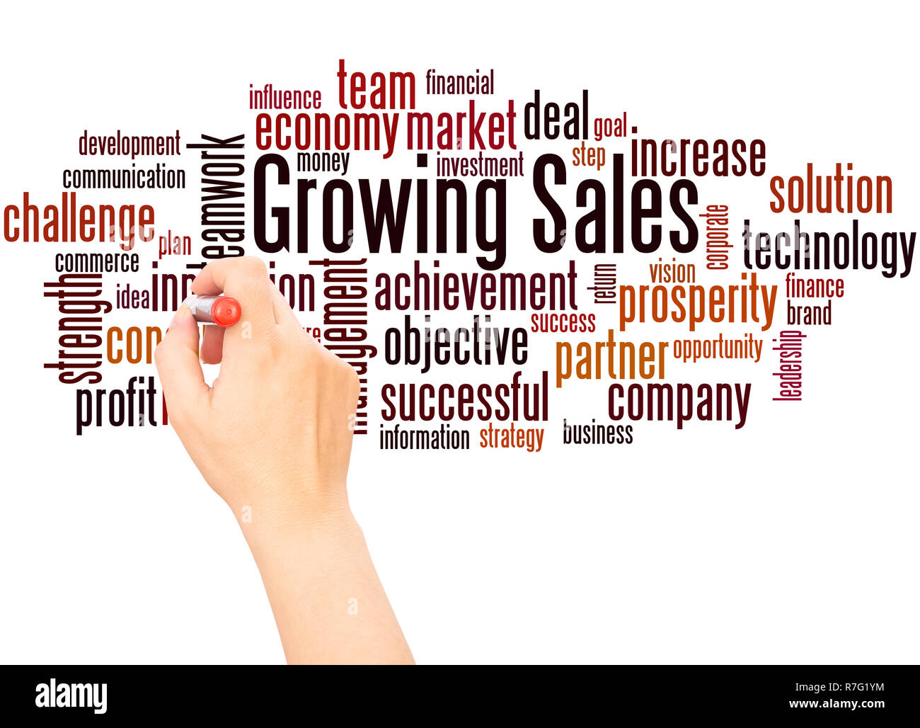 Growing Sales word cloud hand writing concept on white background Stock ...