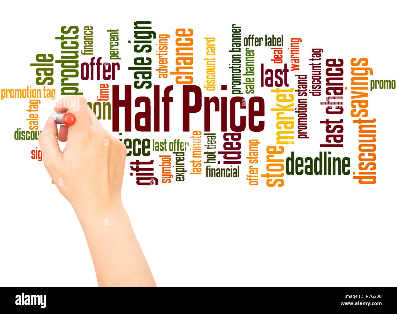 Half Price word cloud hand writing concept on white background Stock ...