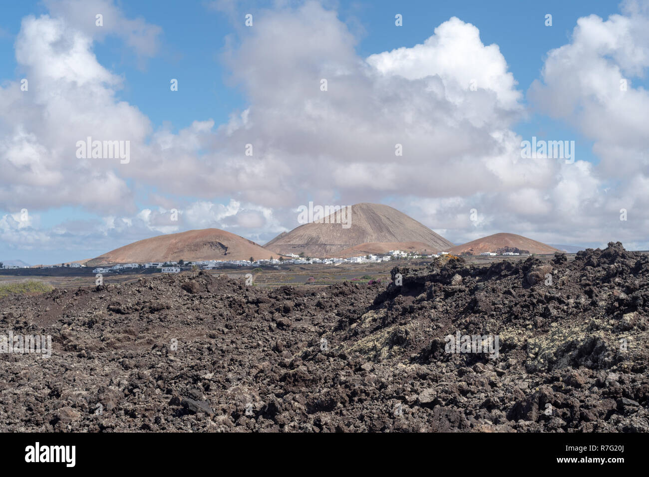 Volcanic landscape with lava rock formation, Lanzarote Island, Canary ...