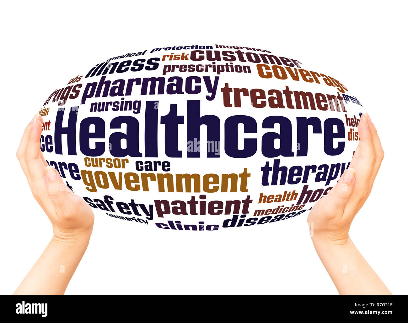 Healthcare word cloud hand sphere concept on white background Stock ...