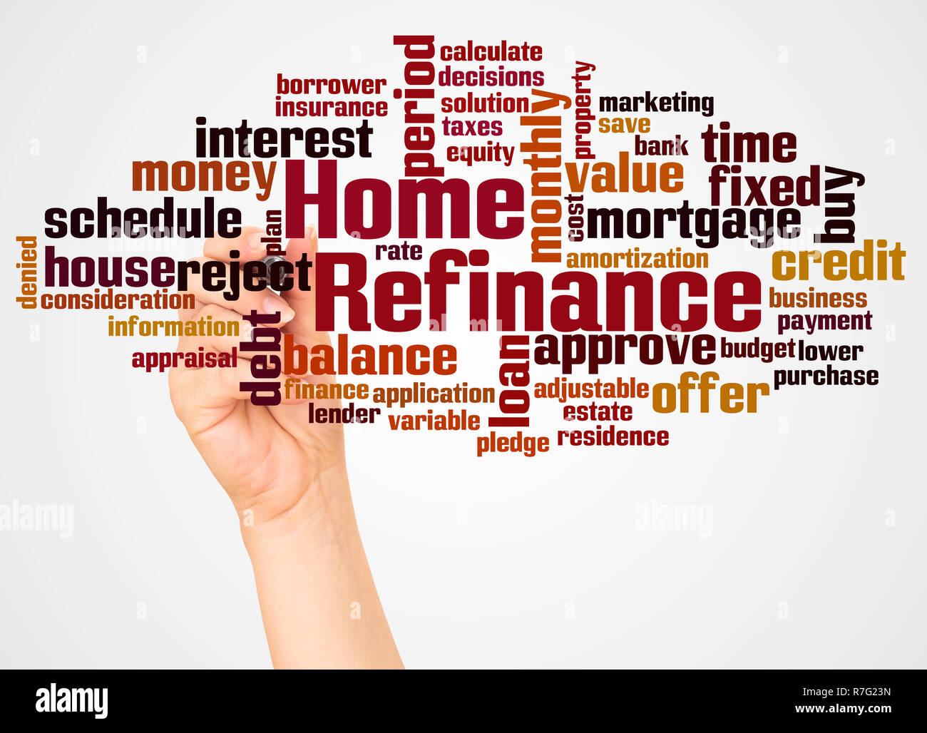 Home Refinance word cloud and hand with marker concept on white ...