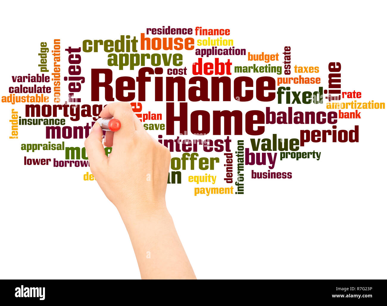 Home Refinance word cloud hand writing concept on white background ...