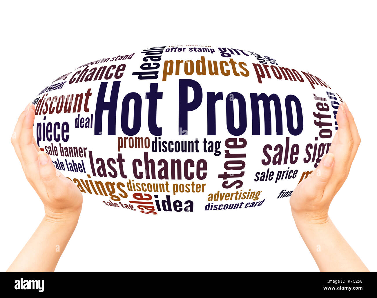 Hot Promo word cloud hand sphere concept on white background Stock ...