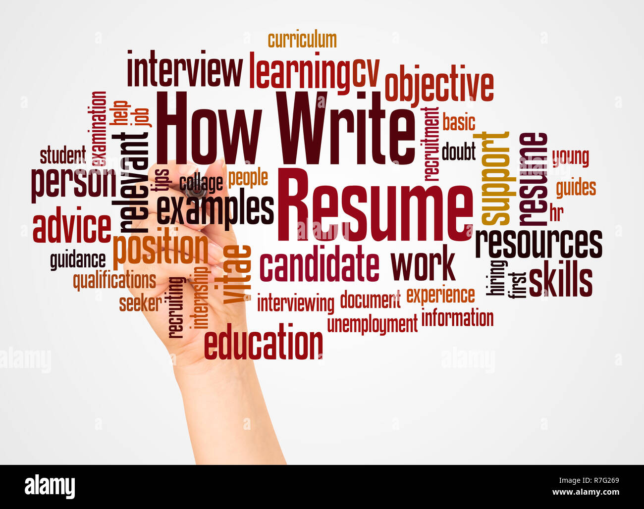 How write resume word cloud and hand with marker concept on white ...