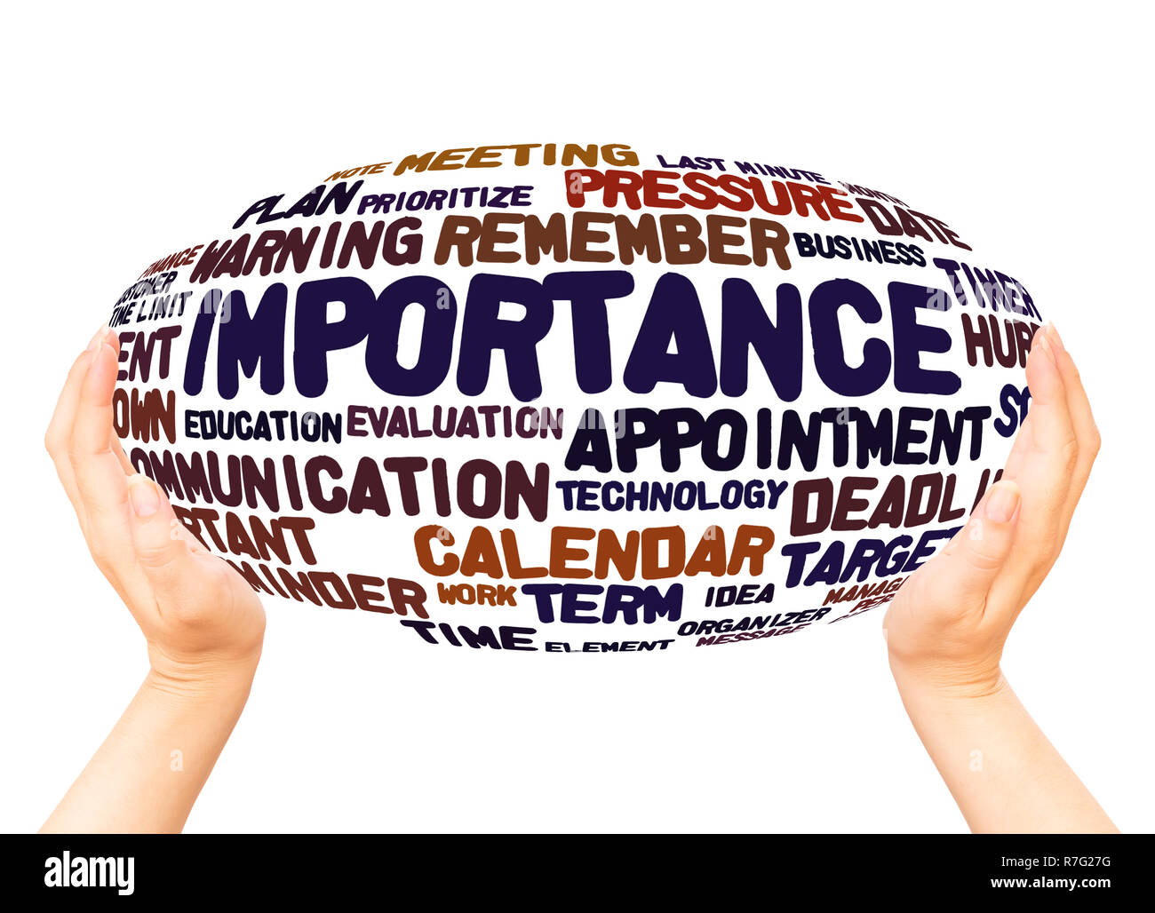 Importance word cloud hand sphere concept on white background Stock ...