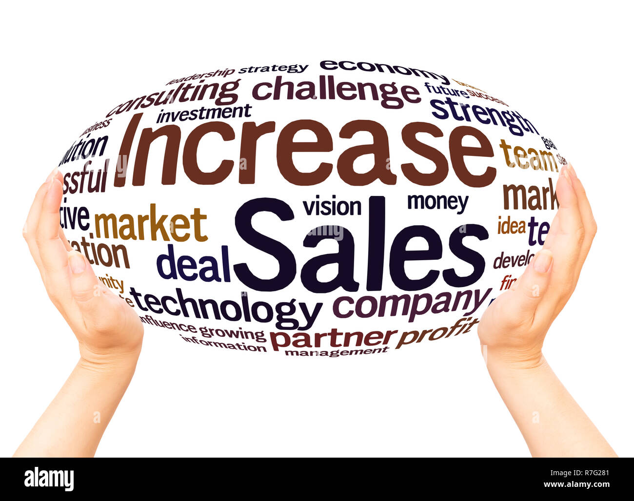 Increase Sales word cloud hand sphere concept on white background Stock ...