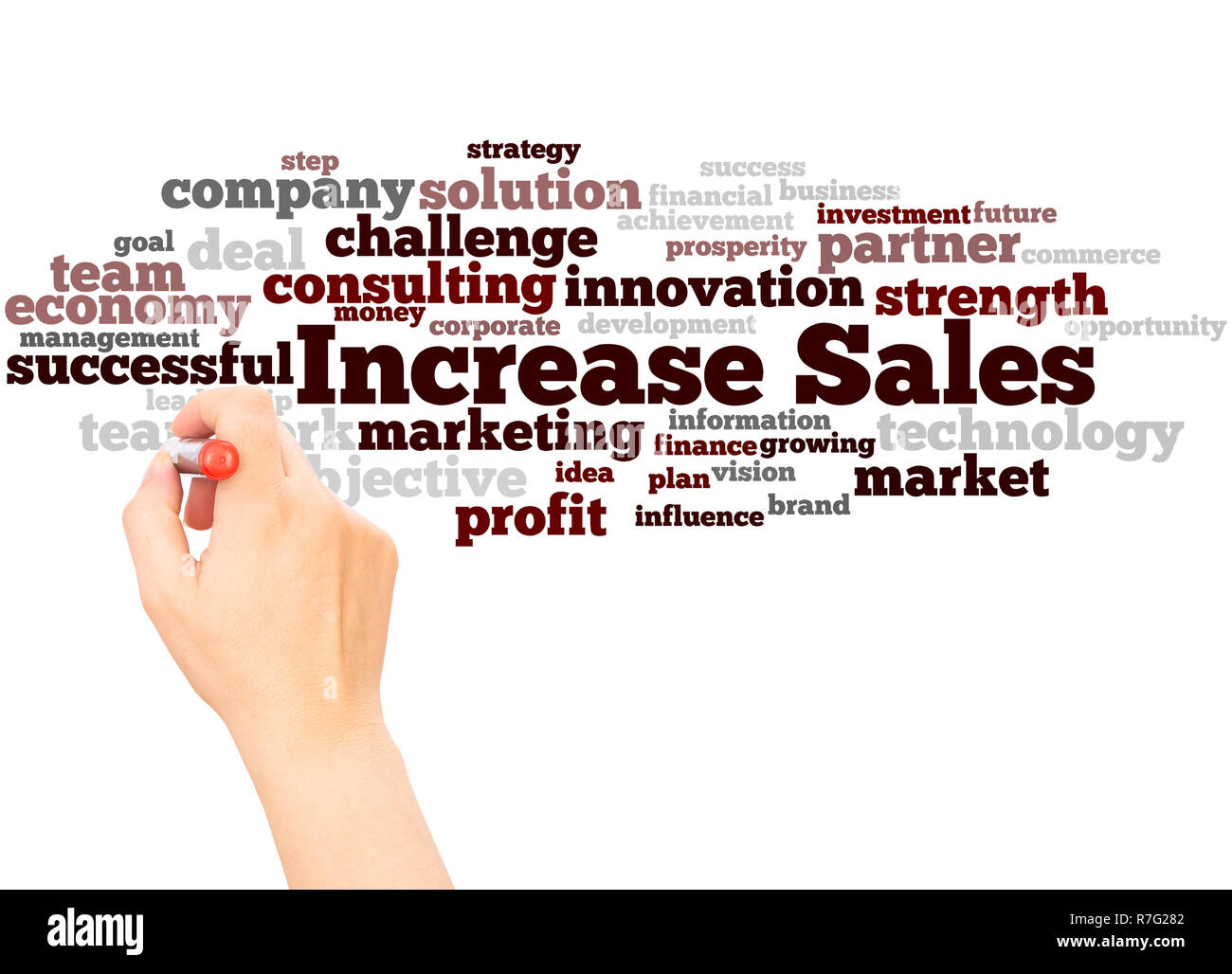 Increase Sales word cloud hand writing concept on white background ...