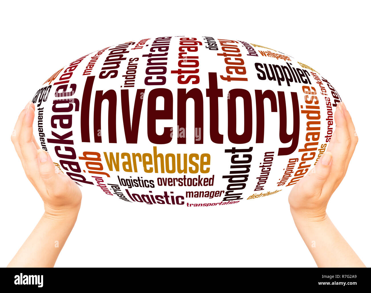 Inventory word cloud hand sphere concept on white background Stock ...