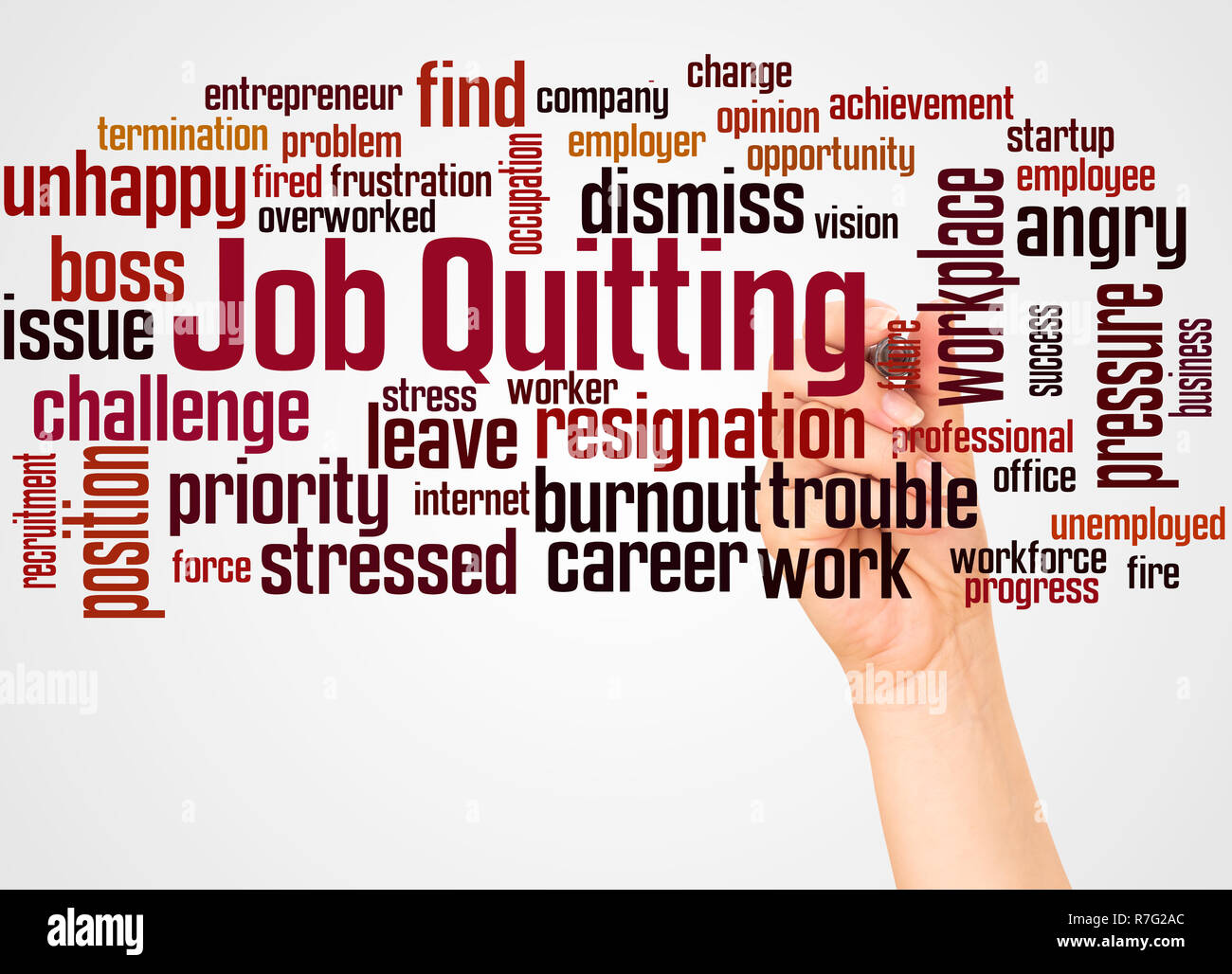 Job Quitting word cloud and hand with marker concept on white ...