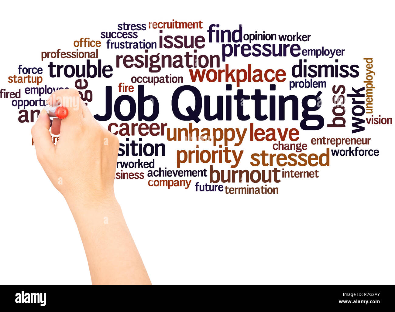 Job Quitting word cloud hand writing concept on white background Stock ...