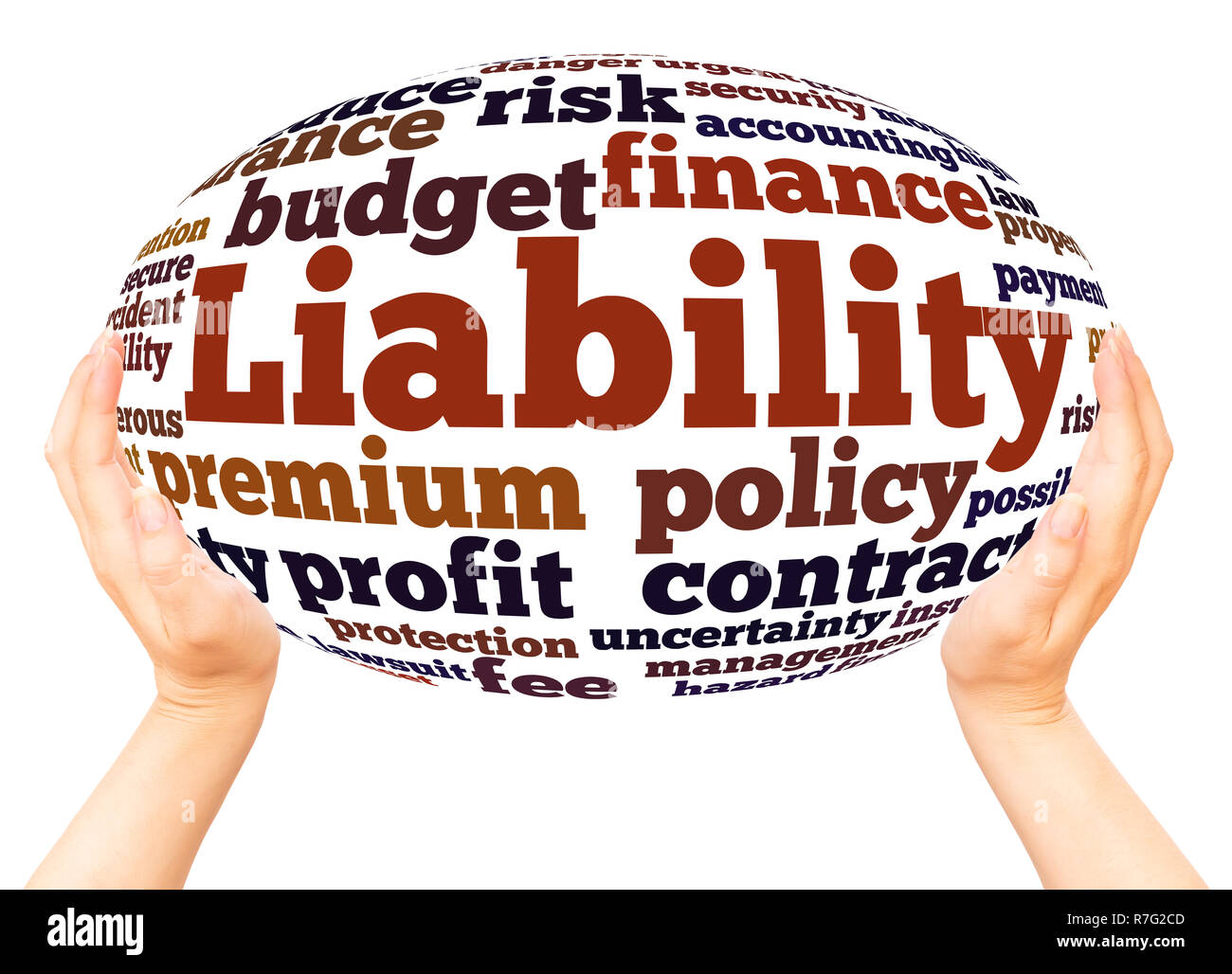 Liability word cloud hand sphere concept on white background Stock ...