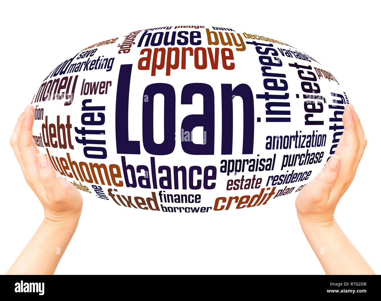 Loan word cloud hand sphere concept on white background Stock Photo - Alamy