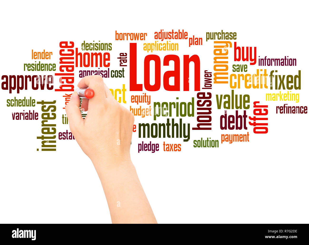 Loan word cloud hand writing concept on white background Stock Photo ...