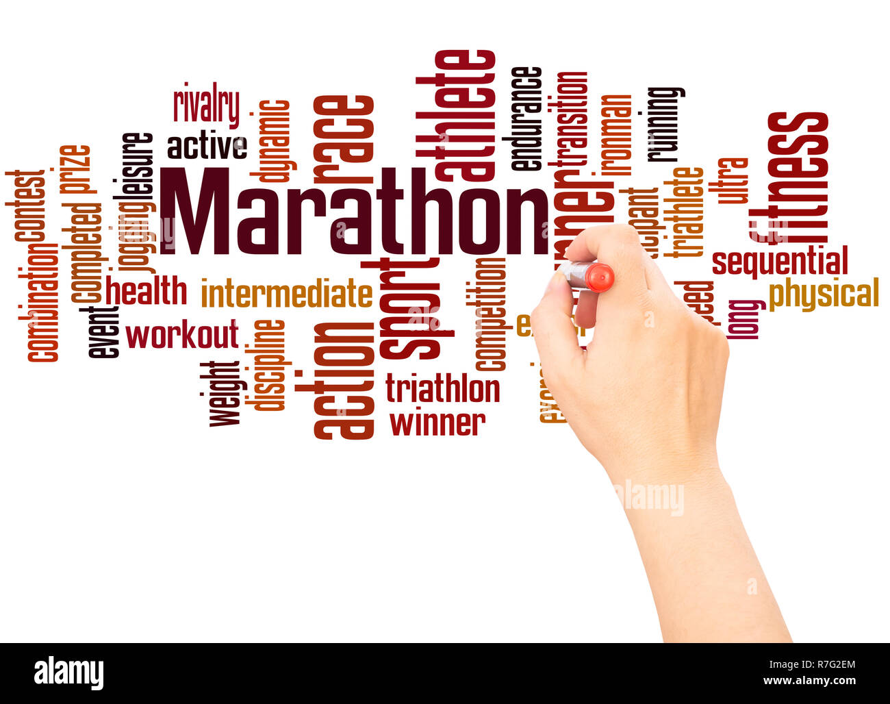 Marathon,word cloud hand writing concept on white background Stock ...