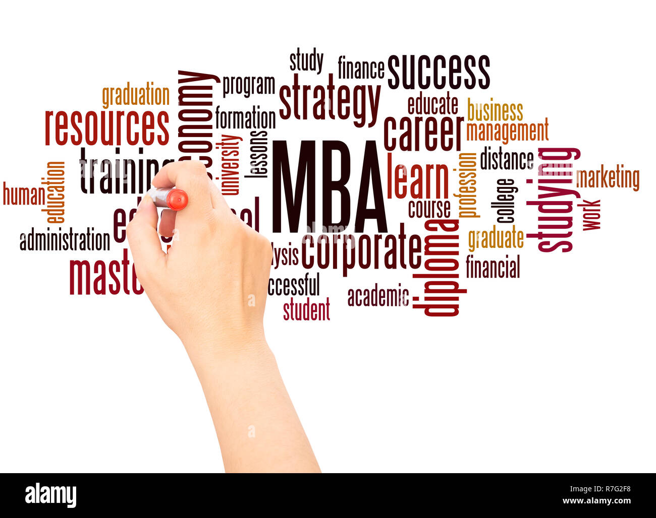 MBA word cloud hand writing concept on white background Stock Photo - Alamy