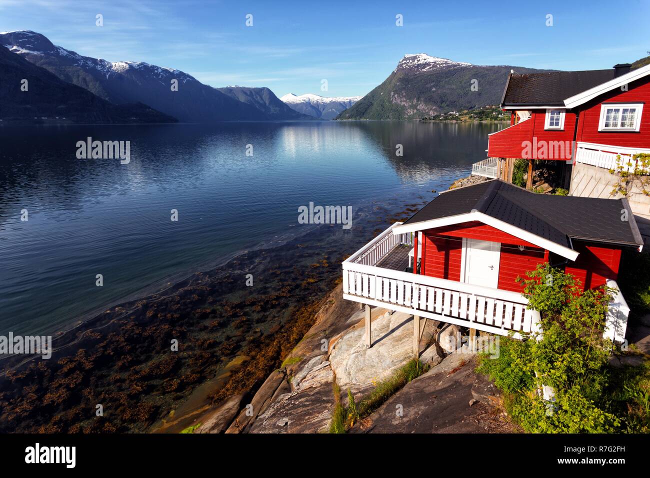 rorbuer - traditional norwegian red wooden house to stand at the ...
