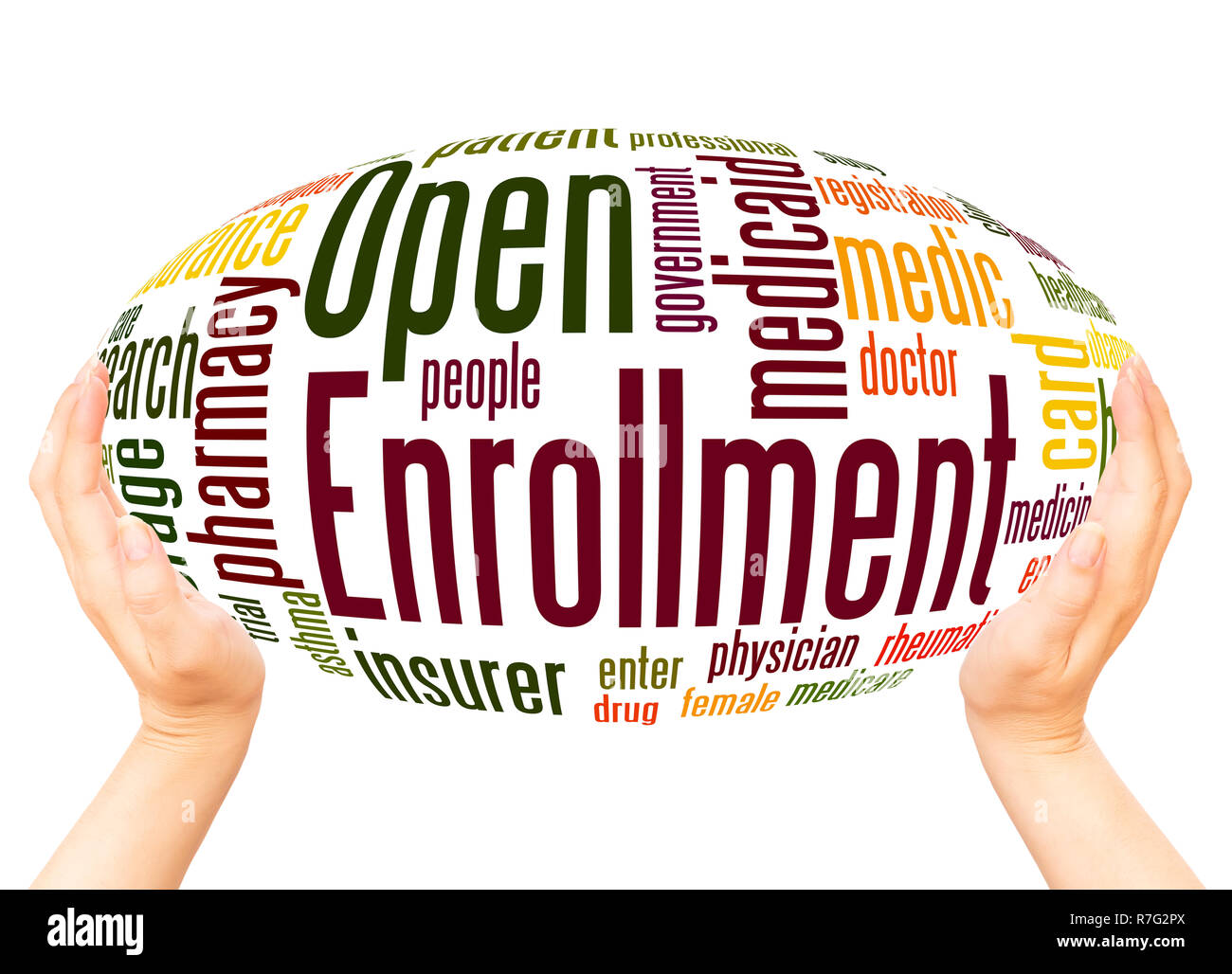 Open Enrollment word cloud hand sphere concept on white background ...