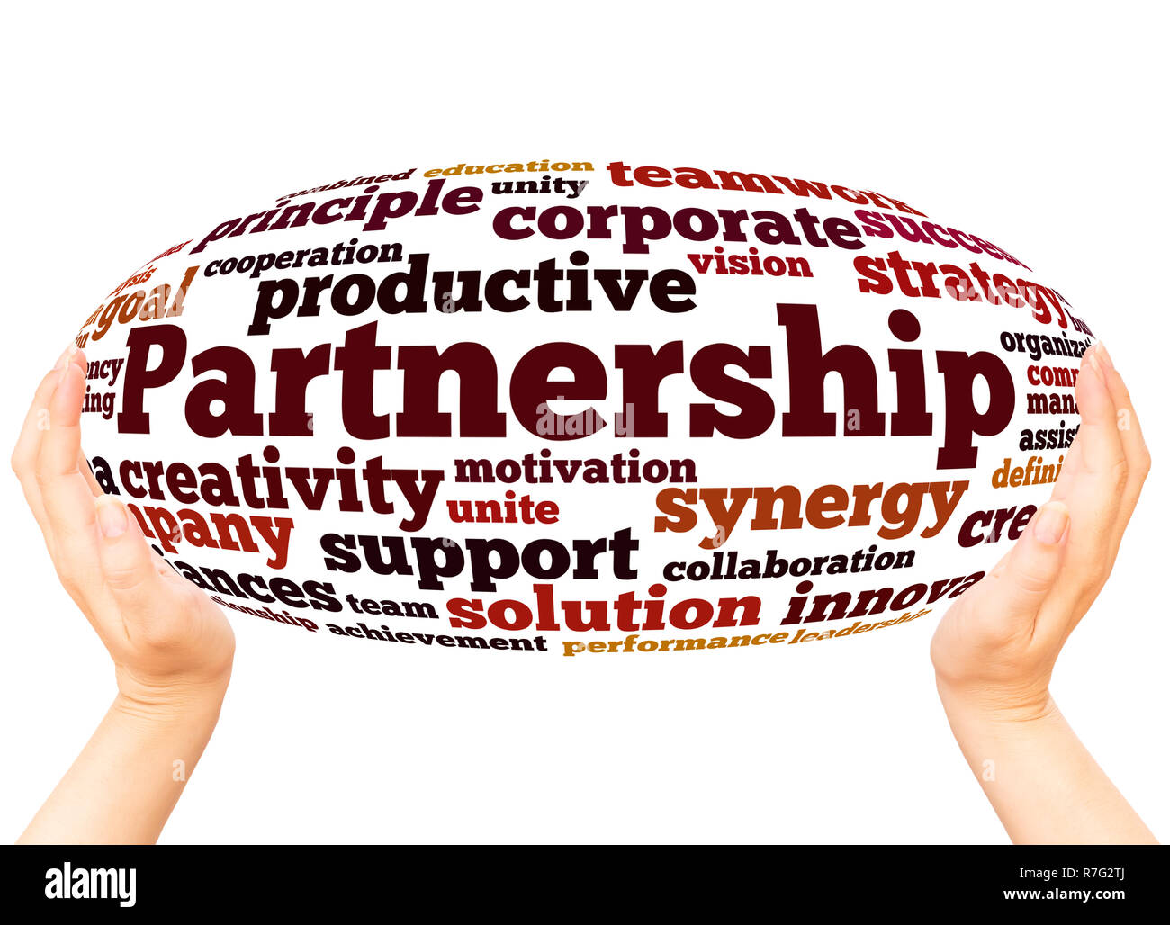 Partnership word cloud hand sphere concept on white background Stock ...
