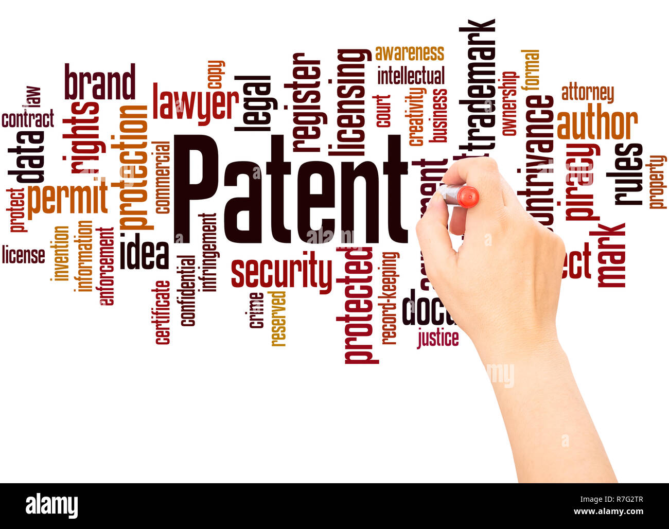 Patent word cloud hand writing concept on white background Stock Photo ...