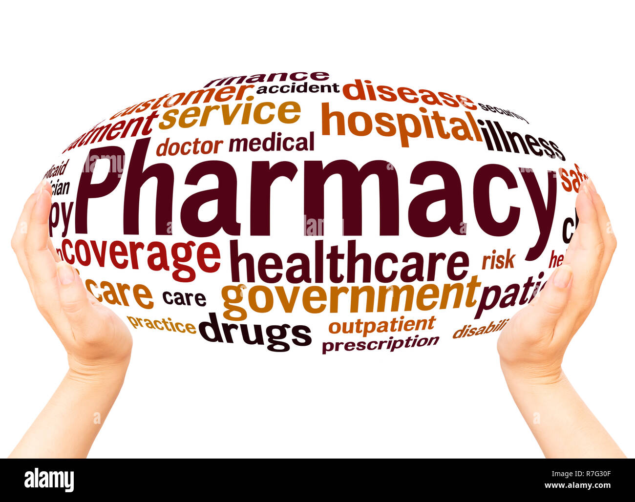 Pharmacy word cloud hand sphere concept on white background Stock Photo ...