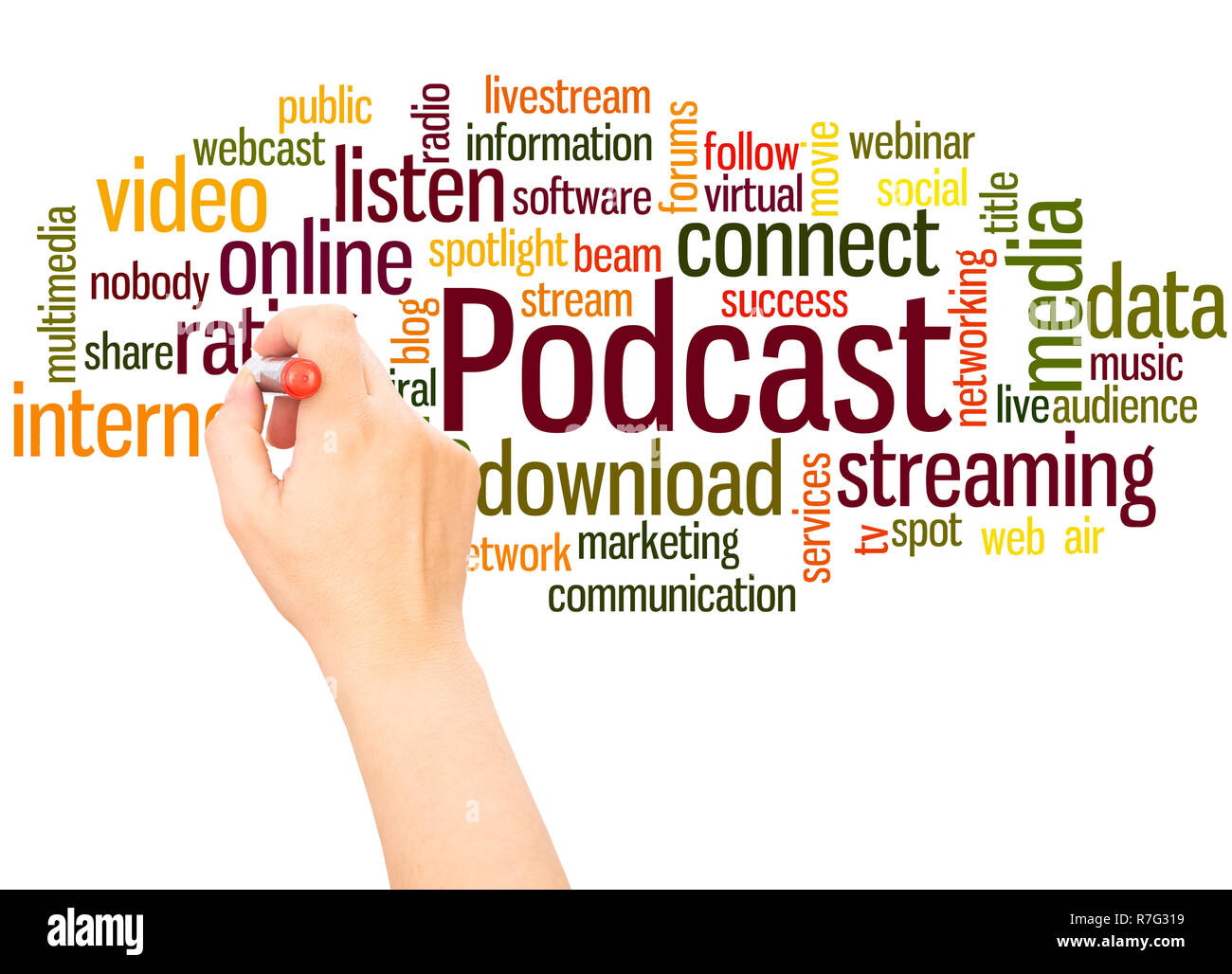 Podcast word cloud hand writing concept on white background Stock Photo ...