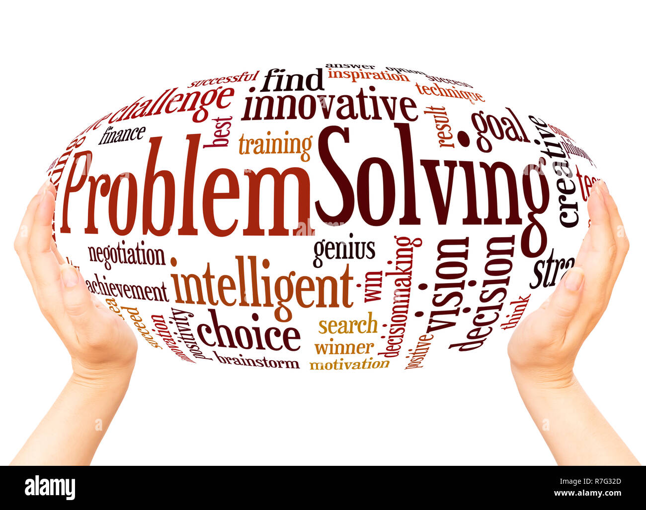 Problem Solving word cloud hand sphere concept on white background ...