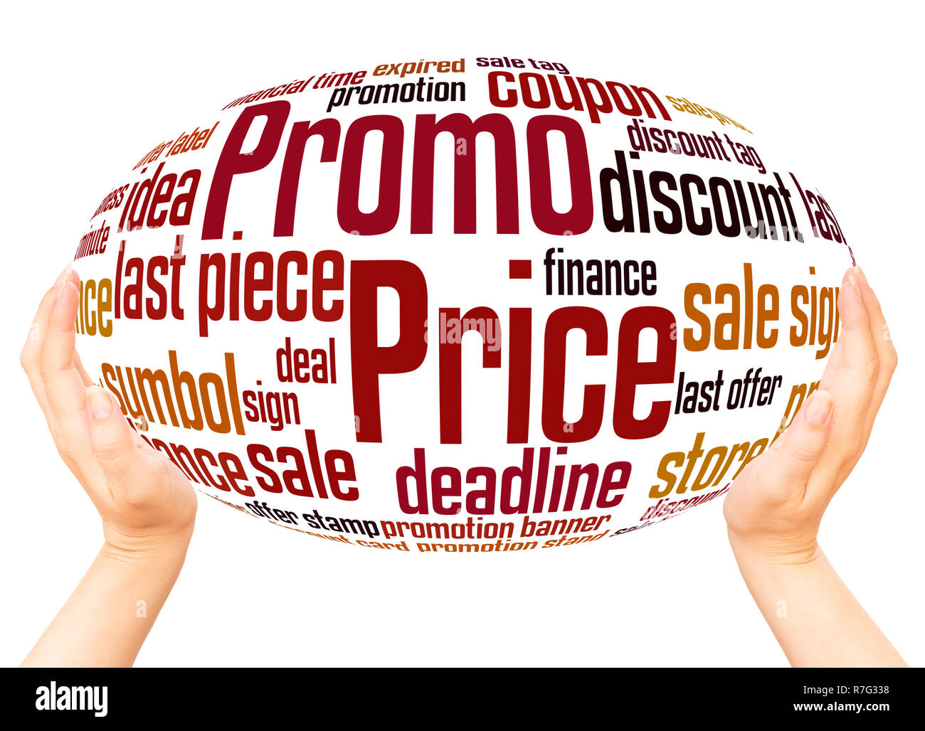 Promo Price word cloud hand sphere concept on white background Stock ...