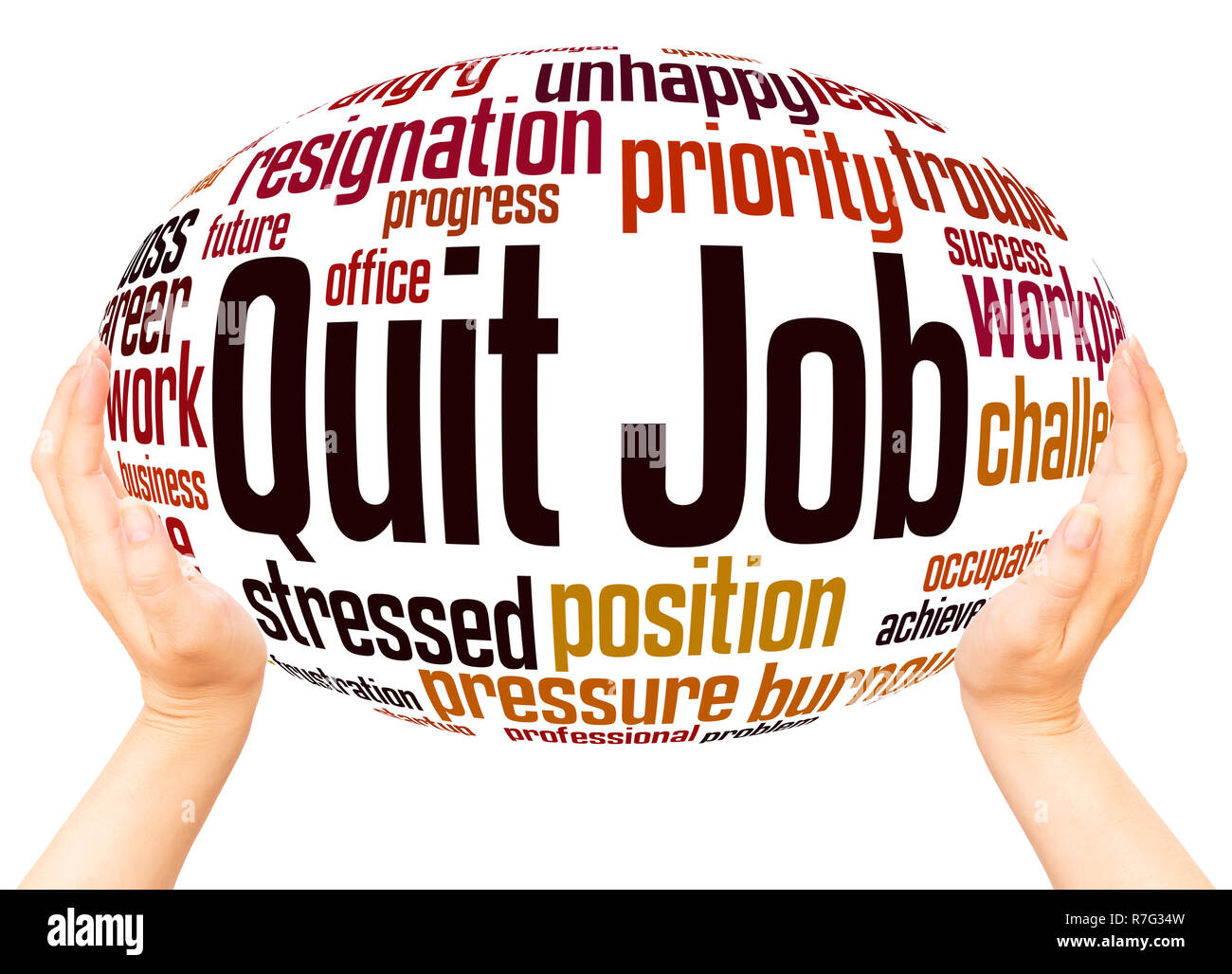 Quit Job word cloud hand sphere concept on white background Stock Photo ...
