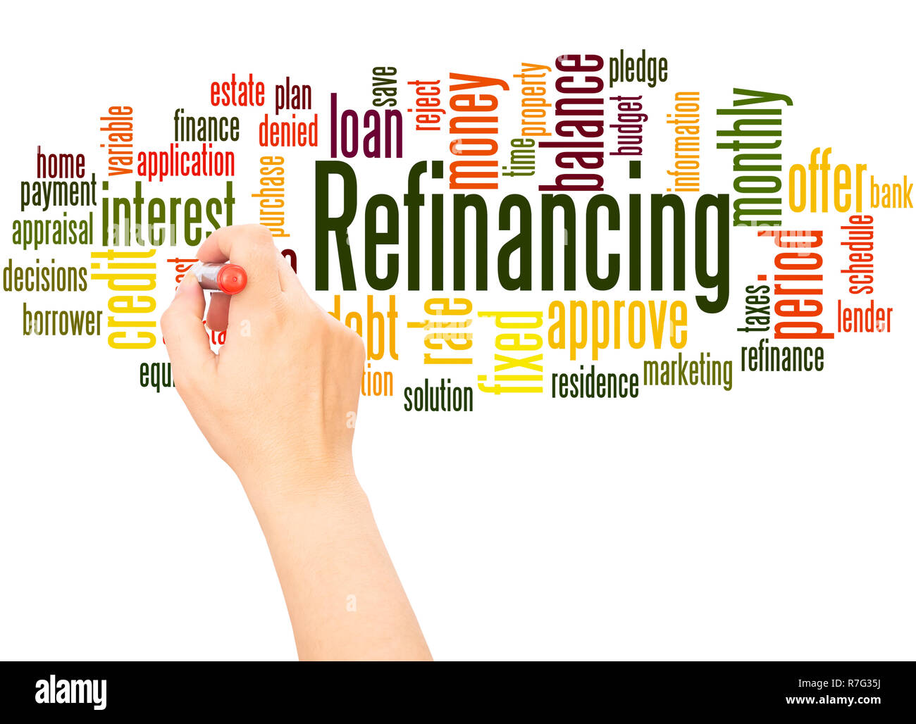 Refinancing word cloud hand writing concept on white background Stock ...