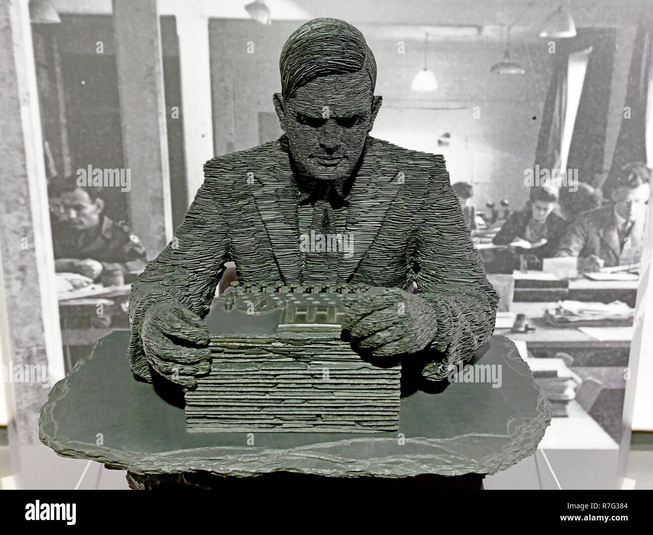 Alan Turing slate sculpture by Stephen Kettle at Bletchley Park Museum ...