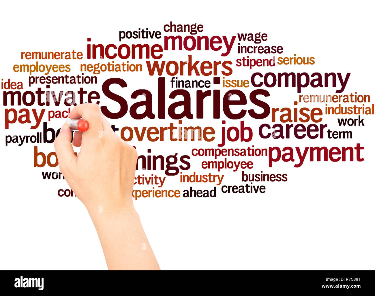 Salaries word cloud hand writing concept on white background Stock ...