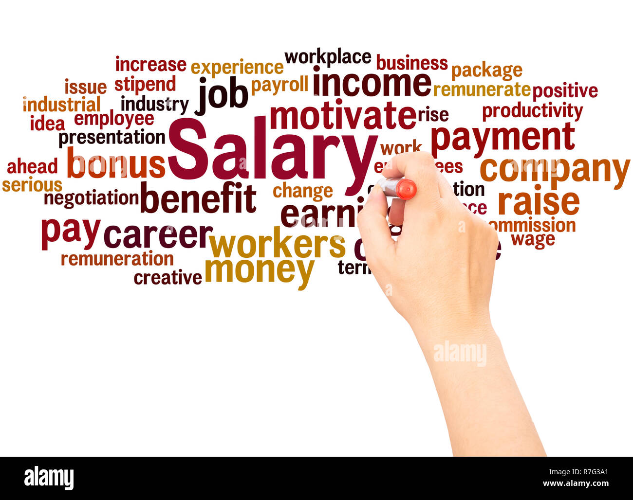 Salary word cloud hand writing concept on white background Stock Photo ...