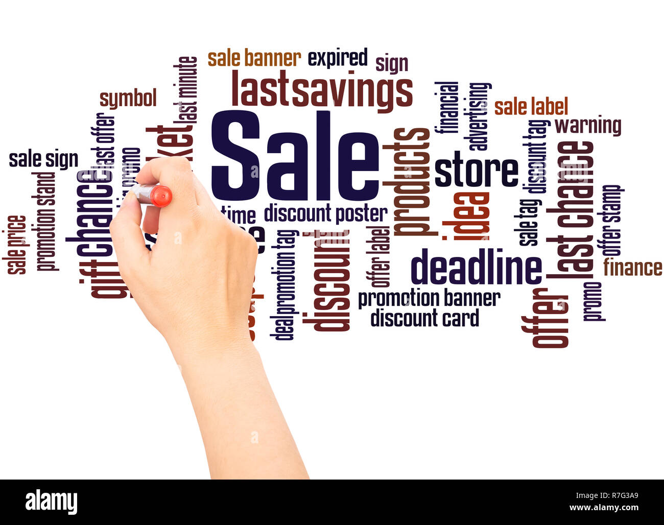 Sale word cloud hand writing concept on white background Stock Photo ...