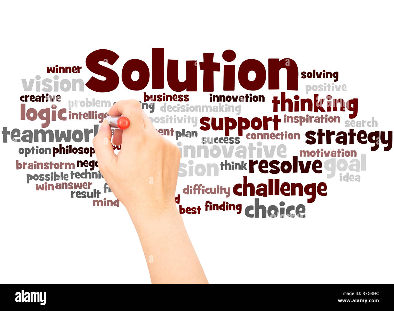 Solution word cloud hand writing concept on white background Stock ...
