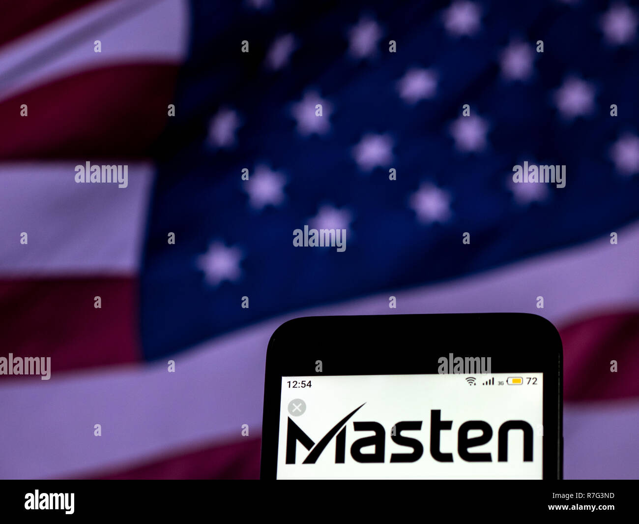 Masten Space Systems Aerospace company logo seen displayed on smart phone. This company is ...