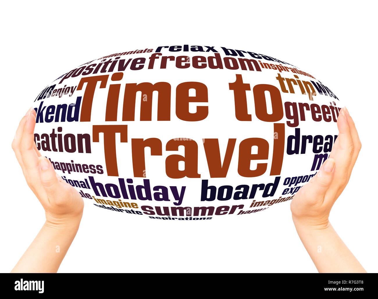 Time to Travel word cloud hand sphere concept on white background Stock ...
