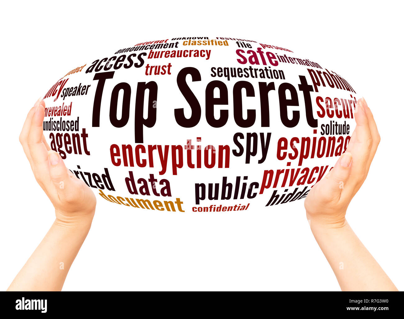 Top Secret word cloud hand sphere concept on white background Stock ...